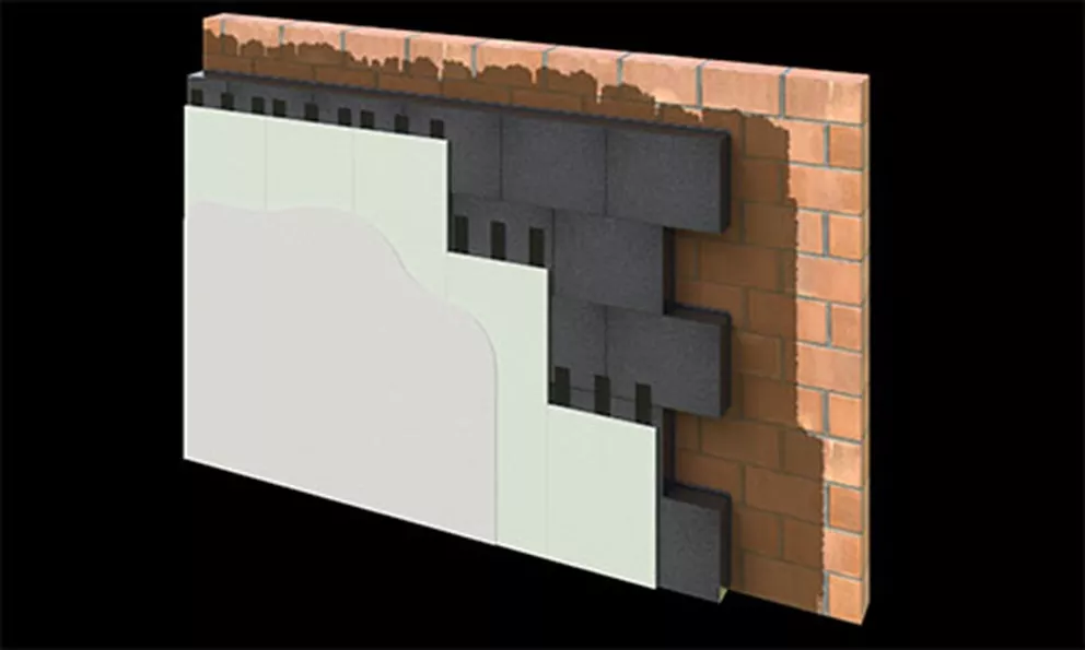 Internal wall with plasterboard finish