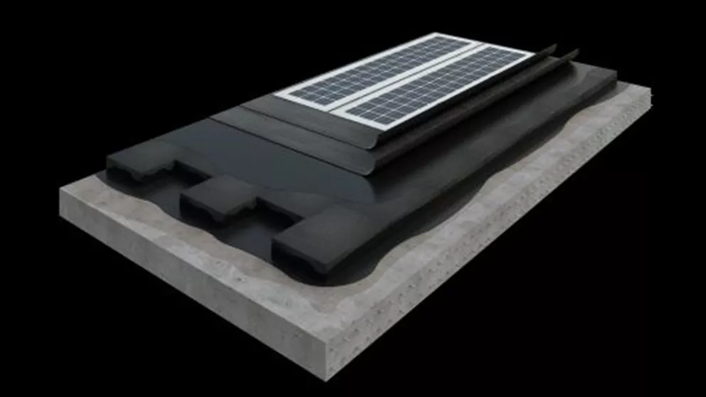 Photovoltaic laminate roof system on concrete structure
