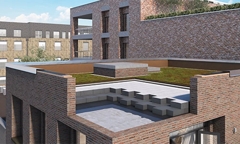 Non-combustible insulation for inverted roof terraces